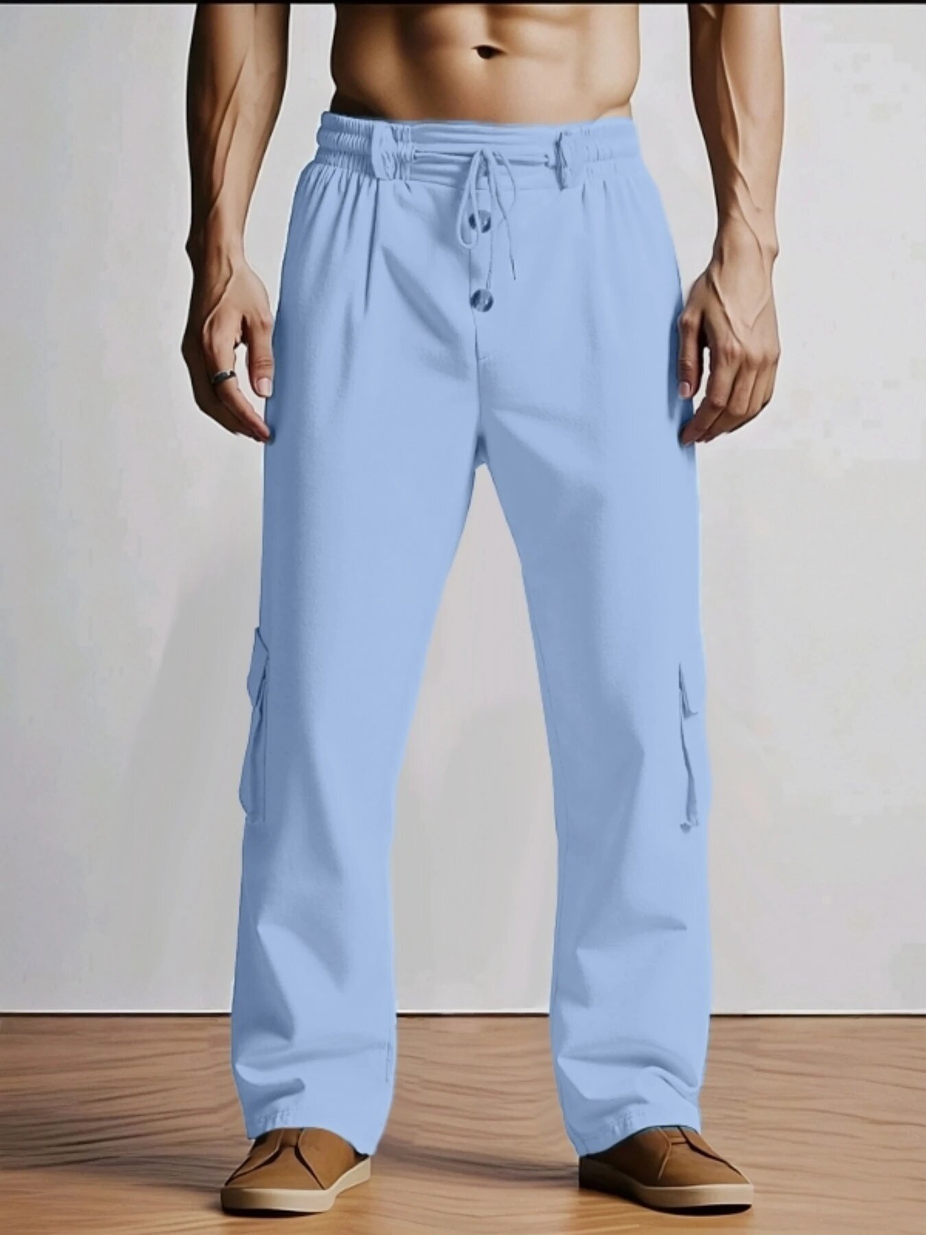 Мужские рабочие брюки полиэстер Голубой, М, Light blue