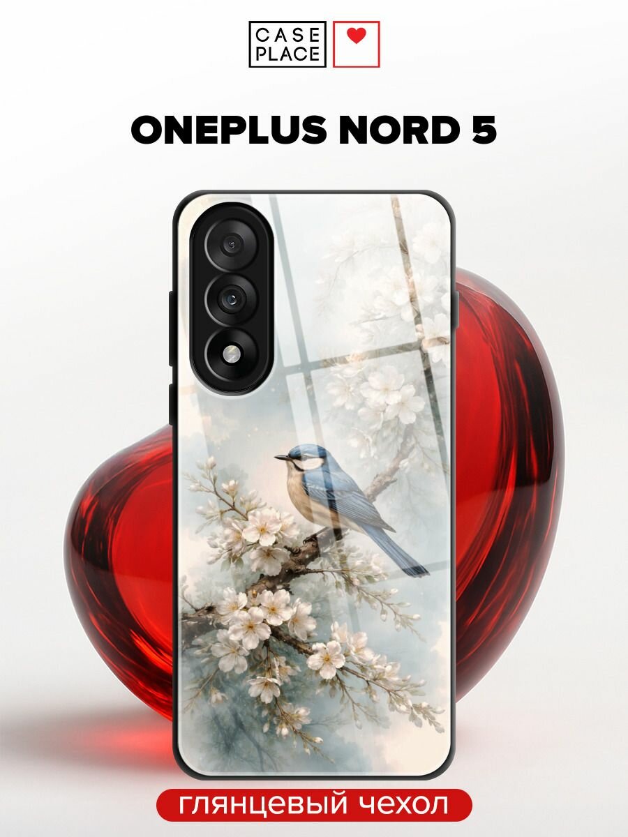 Чехол на OnePlus Nord 5 / Ван Плас Норд 5 с принтом "Птица на веточке"