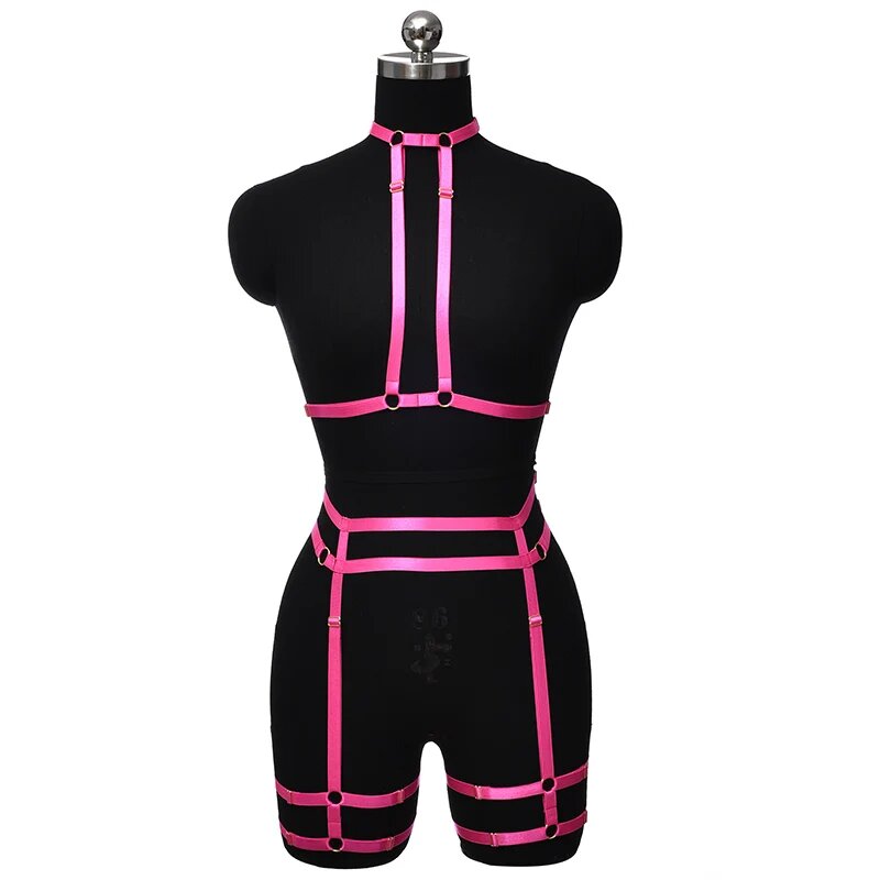 Розовый harness для тела, регулируемый