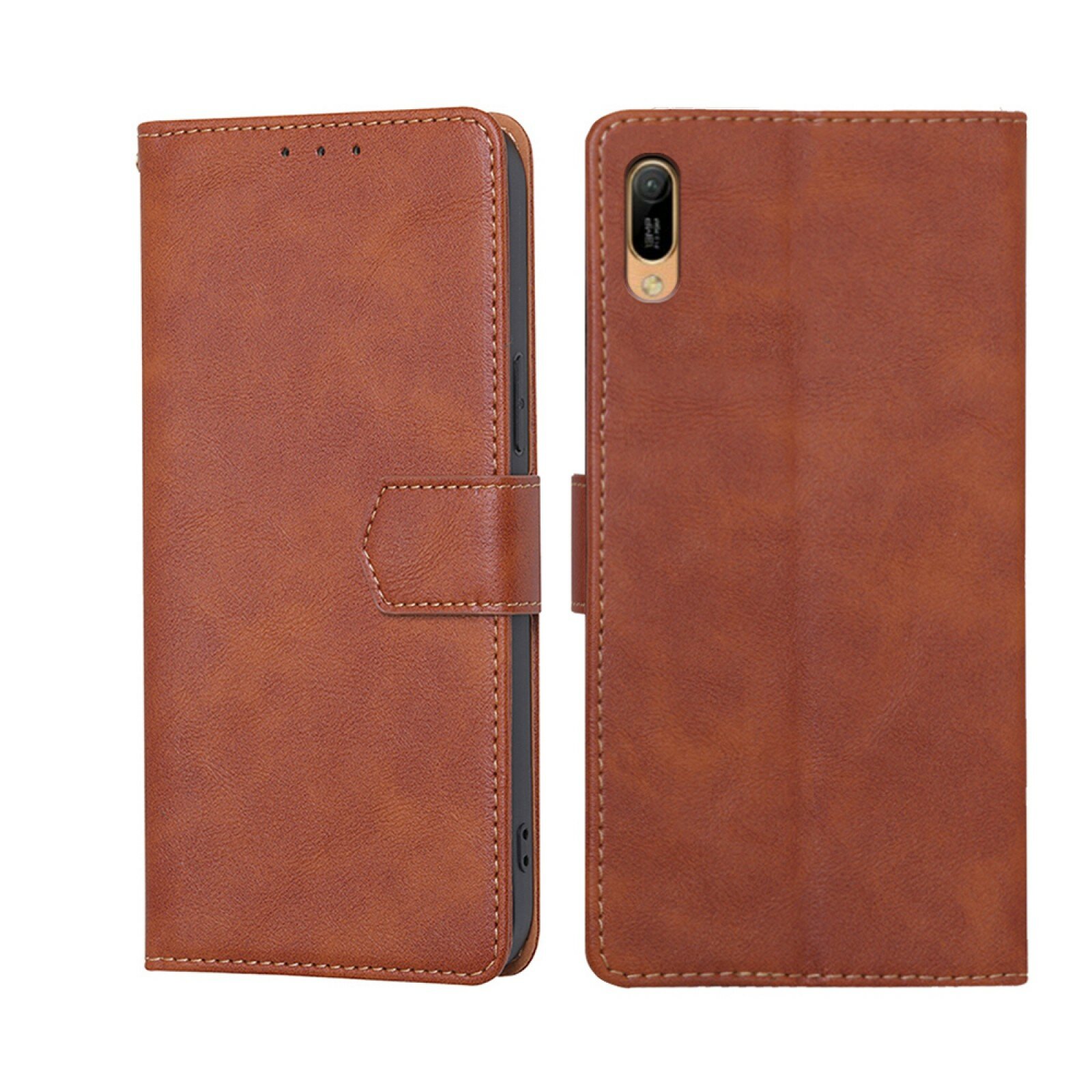 Чехол-книжка MyPads для Huawei Y6 2019 / Honor 8a / 8a Pro / Y6s из натуральной кожи коричневый
