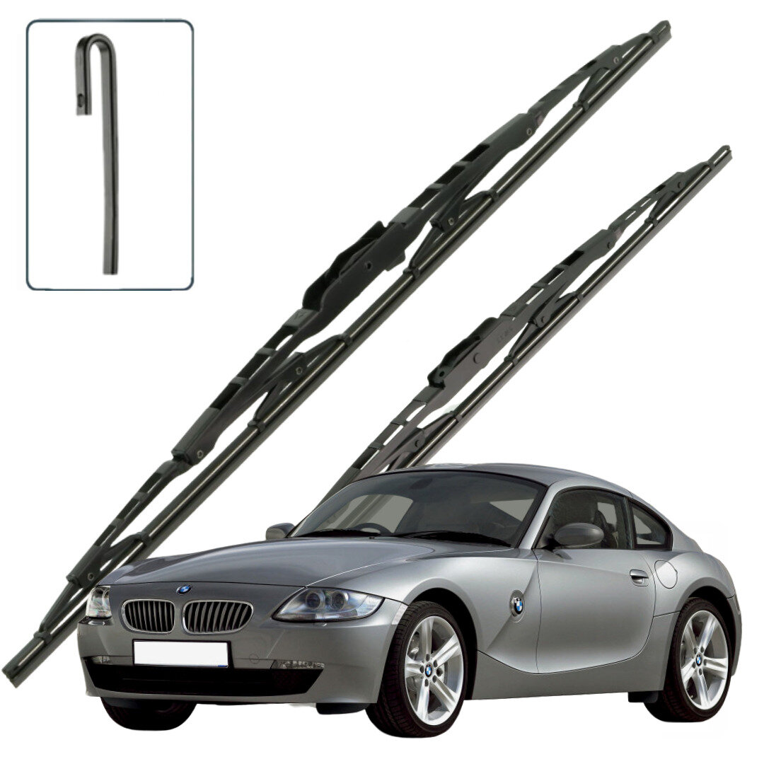 Дворники BMW Z4 (1) E85 / БМВ З4 Е85 купе рест. 2006 / 2007 / 2008 Щетки стеклоочистителя каркасные для автомобиля 530мм-500мм к-т 2 шт.