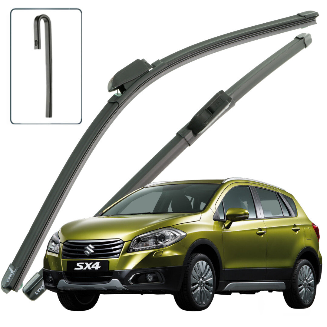 Дворники Suzuki SX4 (2) New / Сузуки SX4 Нью 5 дв. 2013 / 2014 / 2015 / 2016 Щетки стеклоочистителя бескаркасные автомобильные LYNXauto 650мм-400мм к-т 2шт.