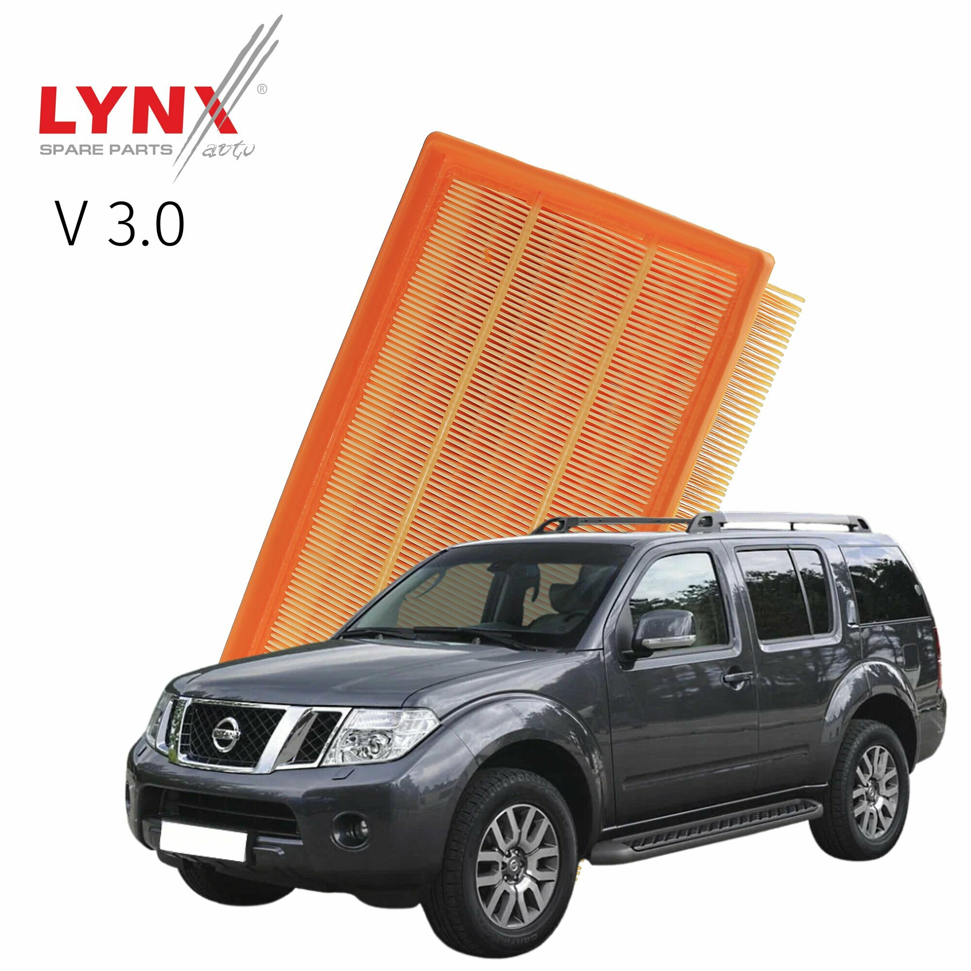Фильтр воздушный Nissan Pathfinder (3) / Ниссан Патфайндер 2004 2005 2006 2007 2008 2009 2010 2011 2012 2013 2014 V3.0 V9X / 1шт LYNXauto