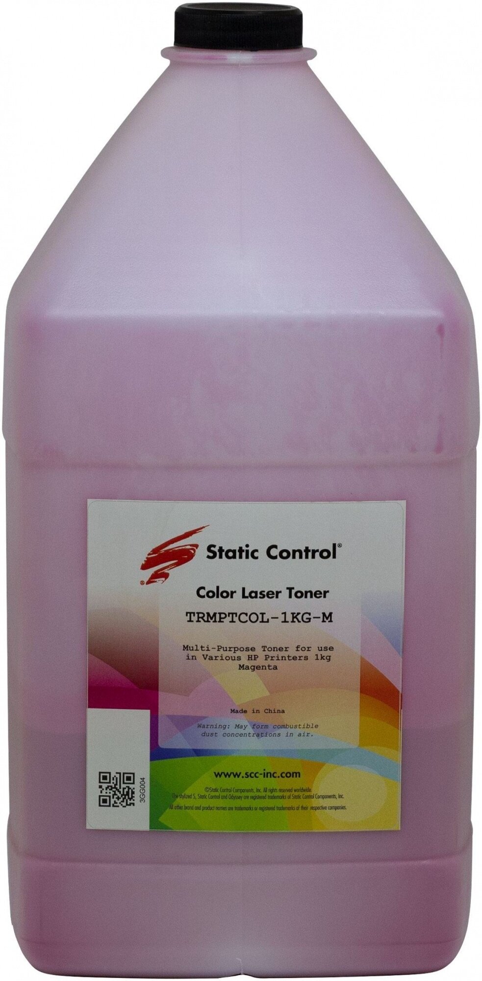 Тонер Static Control TRMPTCOL-1KG-M пурпурный флакон 1000гр. для принтера HP CLJCP1515/Canon MF8330