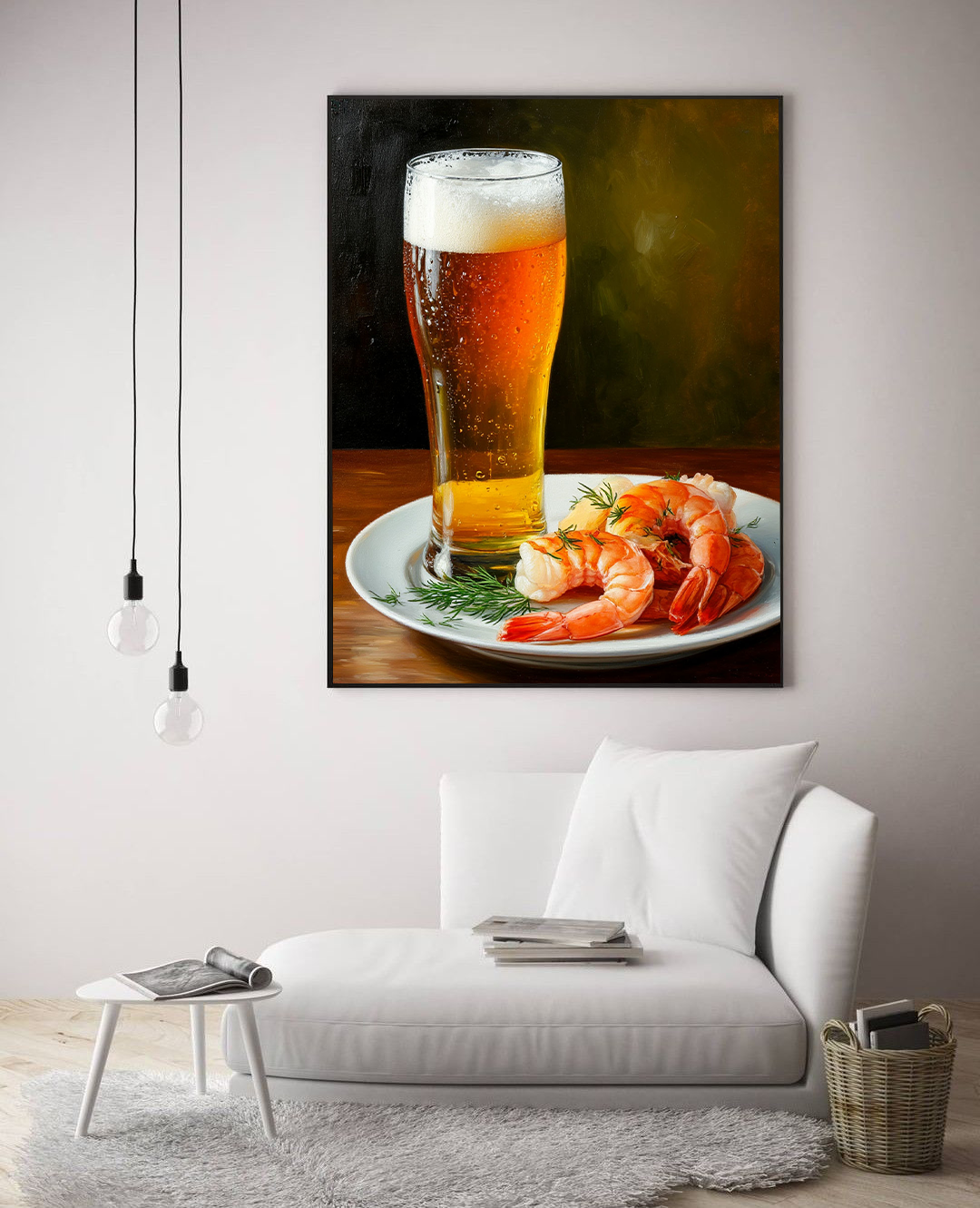 Картина на стену для интерьера Пиво 40х50 см, холст на подрамнике, ArtInter