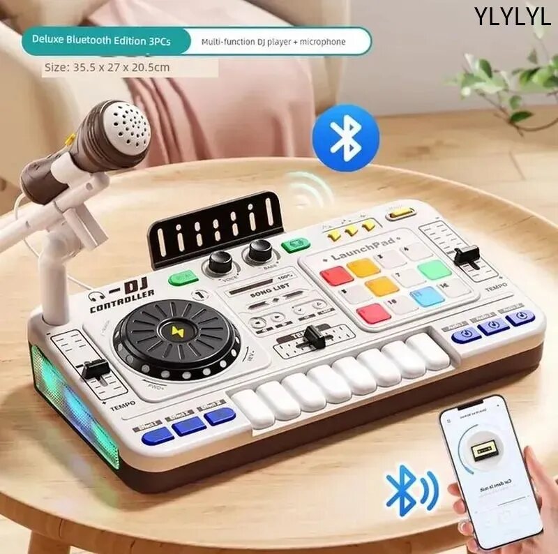 IPlay Детская игрушка для микшера DJ iLearn, Deluxe Bluetooth Edition 3PCS, Multi-function DJ player + microphone
