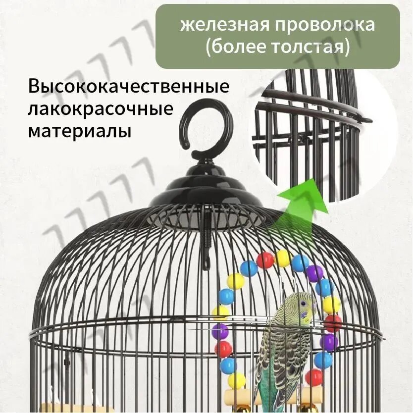 Клетка для животных пластиковая чёрная, высота 65 см, просторная для домашних птиц — фото 1