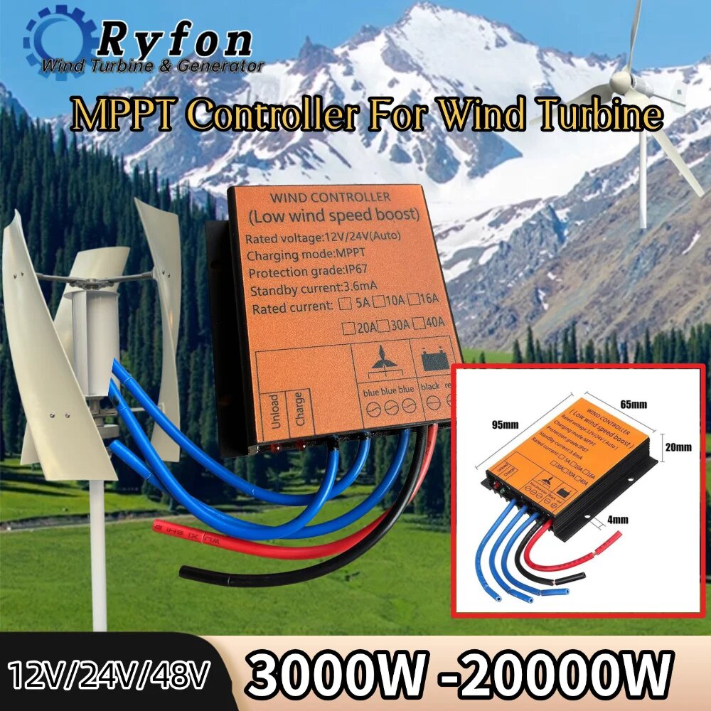 Контроллер ветрогенератора MPPT 5000W 40A 12/24V