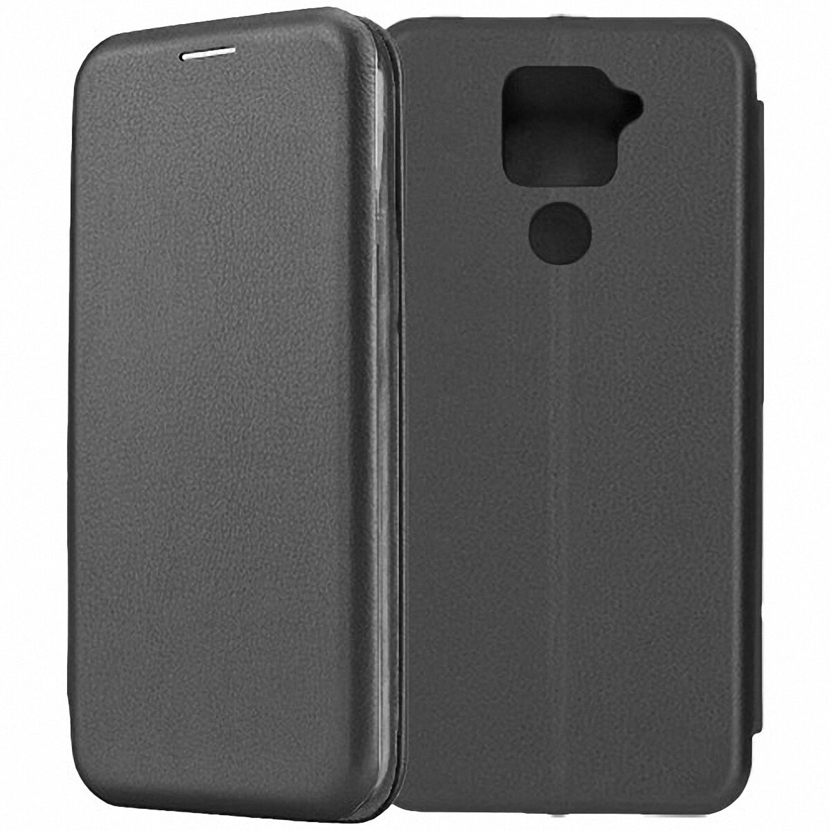 Чехол-книжка для Redmi Note 9 черный / подставка, отделение для карт