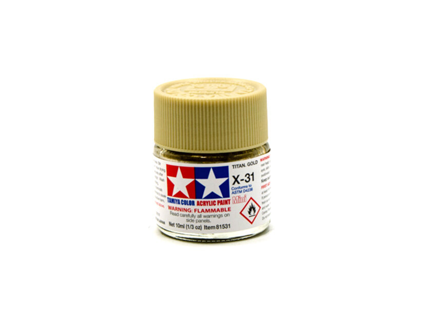 X-31 Titanium Gold metallic, acrylic paint mini 10 ml. (Золотистый титан металлик) Tamiya 81531