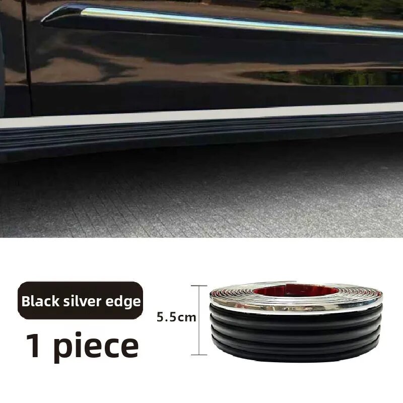 Наклейки на кромки дверей Black silver edge 5.5см