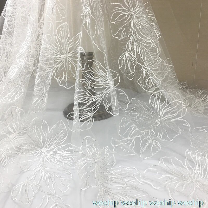 2 ярда, кружевная сетчатая ткань с вышивкой, белые цветы, ткань для свадебного платья, аксессуары для одежды, занавески
