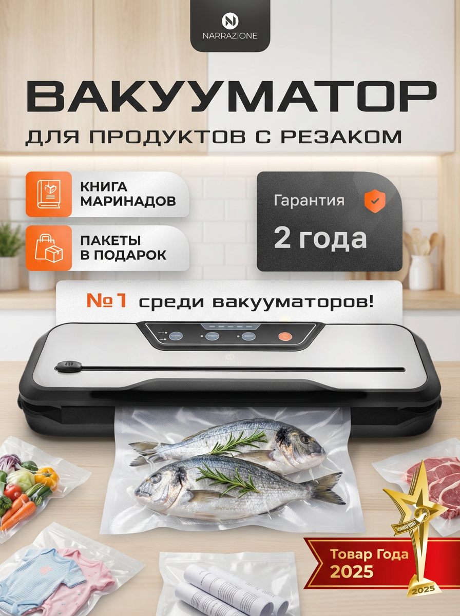 Вакуумный упаковщик для продуктов с пакетами NARRAZIONE VS6612X
