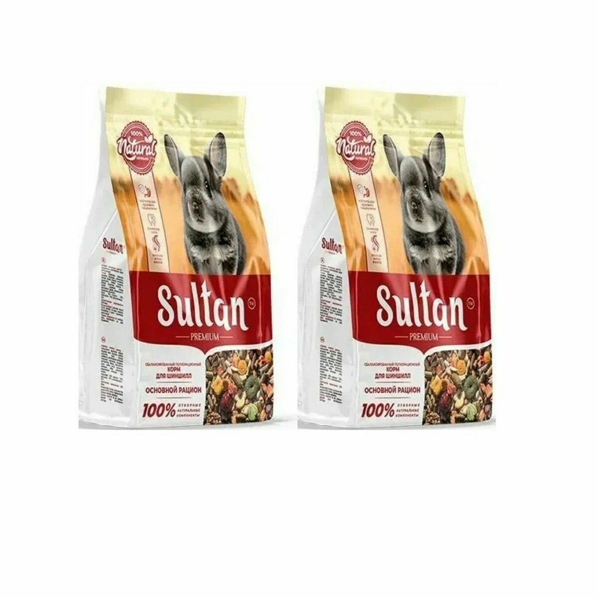 Sultan Premium Корм для шиншилл Основной рацион 400г (2 штуки)