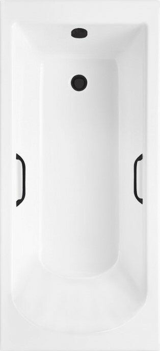 Ванна из литьевого мрамора Delice Scandi 150х70 см, пристенная с черными ручками