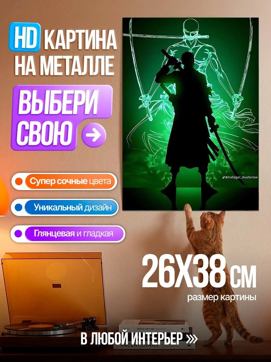 Картина на HD металле Зеленый ниндзя