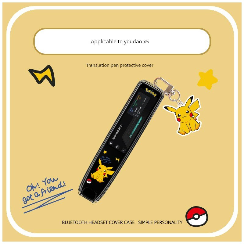 Чехол из ТПУ с дизайном Пикачу для Youdao Dictionary Pen X5 с подвеской и ремешком, мягкая защита