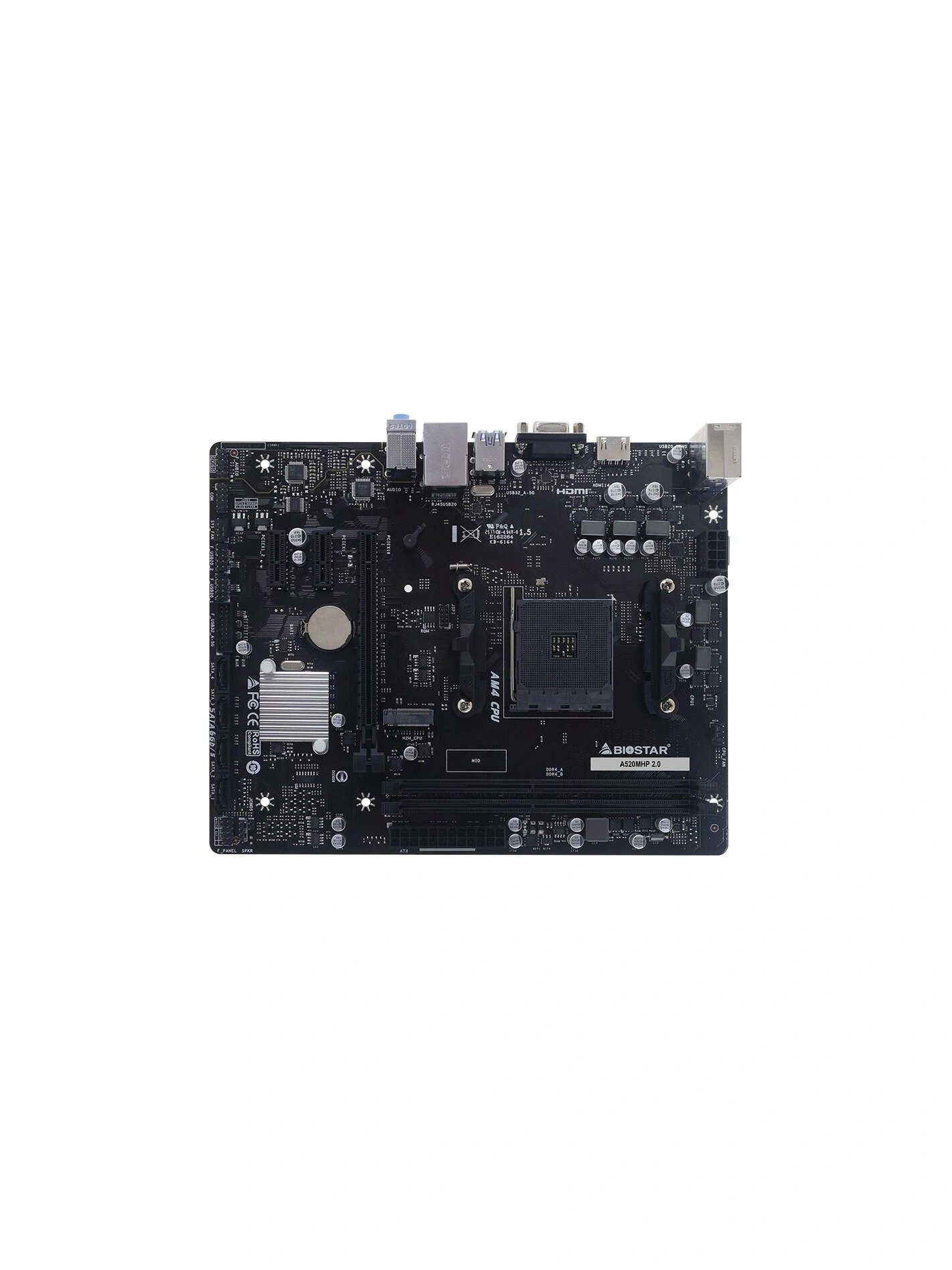 Материнская плата Biostar A520MHP 2.0 Soc-AM4 AMD A520 2xDDR4 mATX AC`97 8ch(7.1) GbLAN RAID+VGA+HDMI