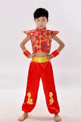 Детский костюм дракона Yangko Hanfu, красный, Gold