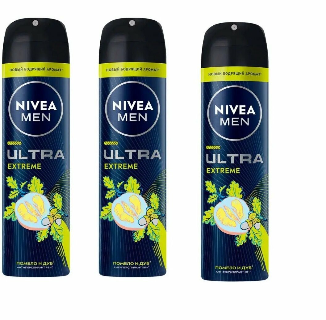 Дезодорант-антиперспирант Nivea Men спрей для тела Ultra Extreme, 150мл 3шт