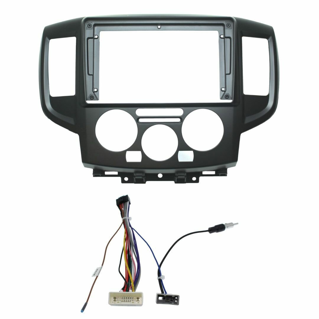 Рамка переходная Nissan NV200 2009+ черная для 9" магнитолы + проводка / Wide Media