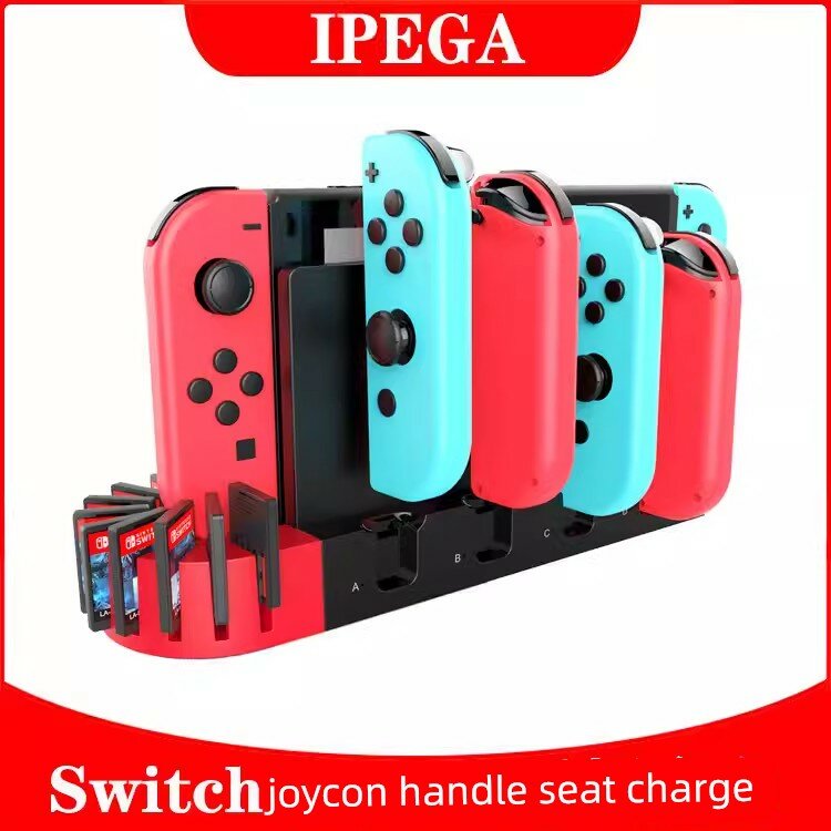 IPEGA 4-портовая док-станция для зарядки Joy-Con с держателем для картриджей для Nintendo Switch