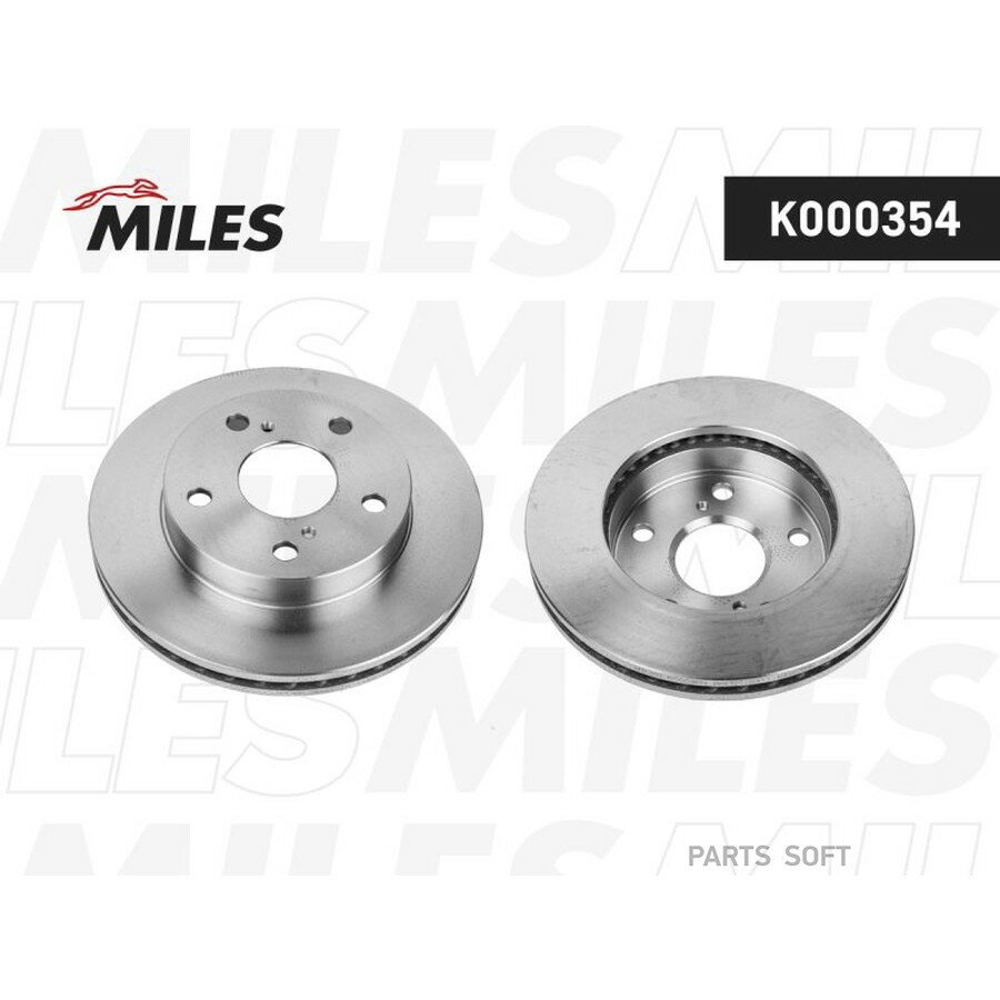 MILES K000354 Диск тормозной TOYOTA PREVIA 2.4 90-00/DODGE CARAVAN 00- передний вент. D=255мм. ()