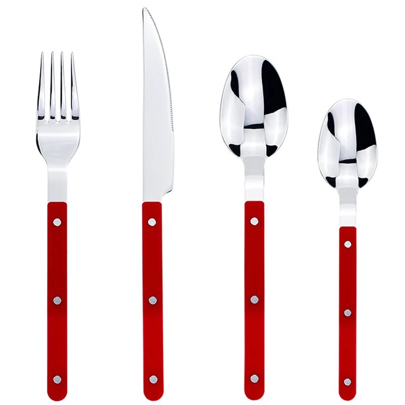 Набор столовых приборов красный, QS487 Red Set