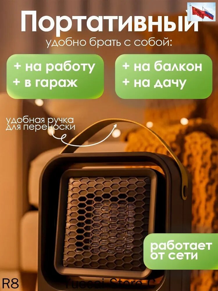 Керамический тепловентилятор 1000Вт с пультом — фото 1