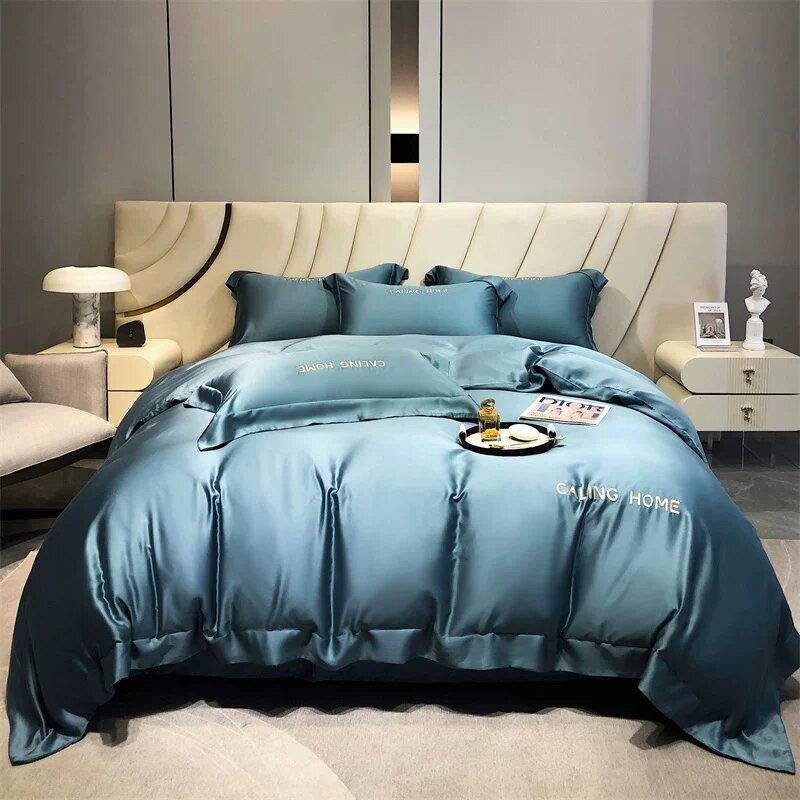 Комплект из четырех предметов Tencel со скидкой 60, двусторонняя ткань Austrian Lenzing Tencel, простыни с вышивкой