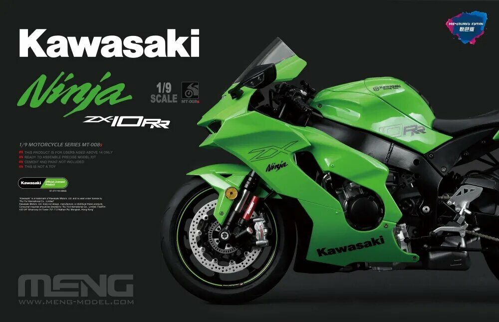 MENG MT-008S 1/9 Kawasaki NINJA ZX-10RR Мотоцикл Модель Kit-Pre-цветное издание