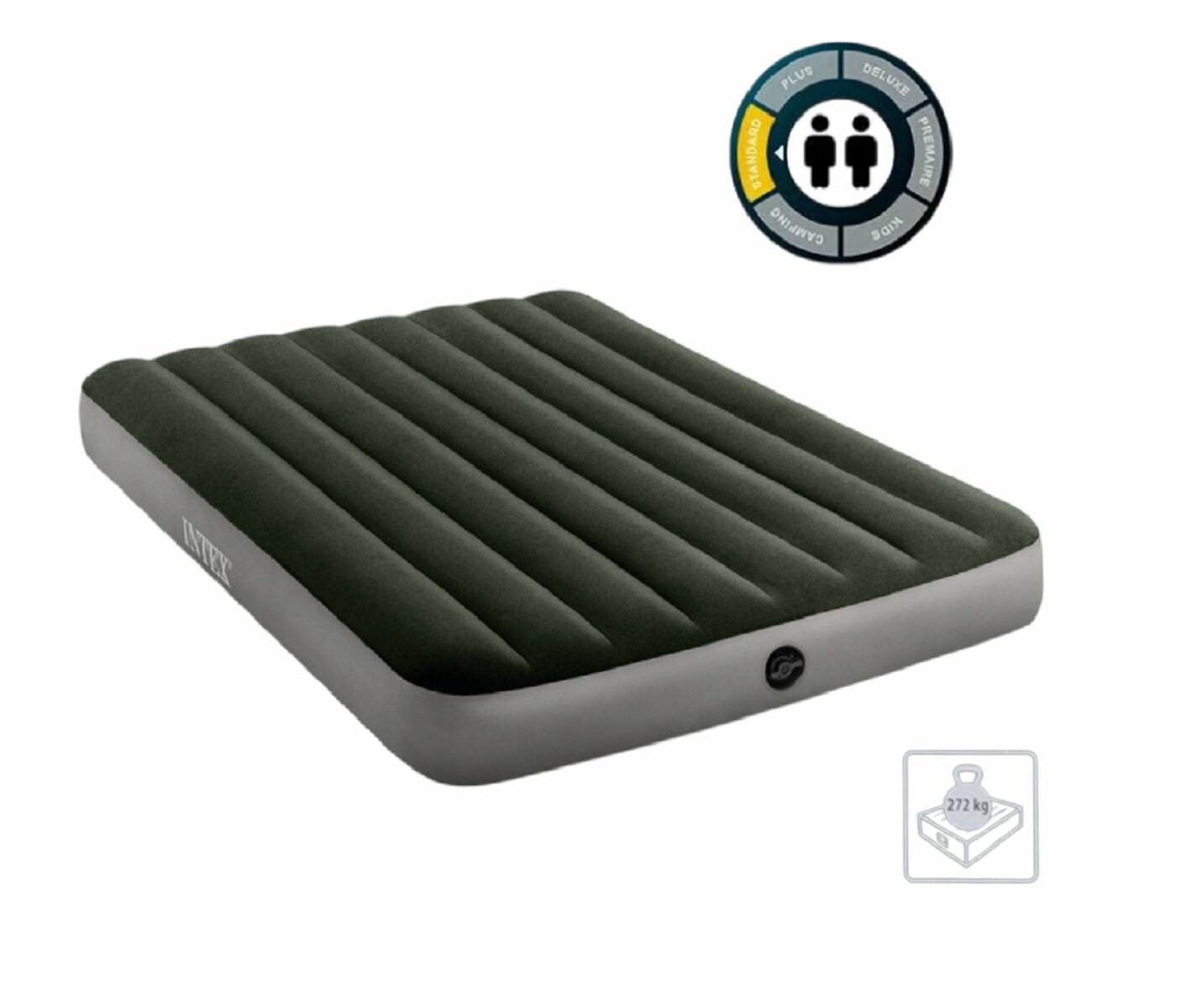 64108 Двуспальный надувной матрас Intex Prestige Downy Bed, 137х191х25см