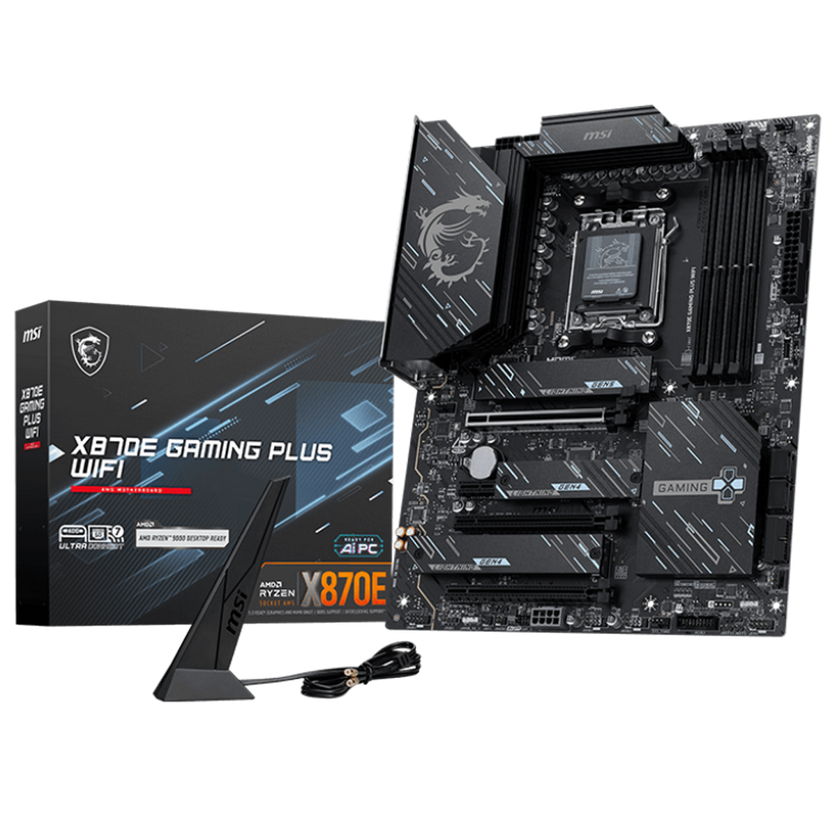 Материнская плата MSI X870E GAMING PLUS WIFI уц-2 X870E, AM5, 4*DDR5, 3*PCIEx16, 1*PCIEx1, 3*M.2, 2*TypeC, 2*USB3.2Gen2, 6*USB3.2Gen1, 10*USB2.0, 4*SATA3.0, 5G, 1*Type-C(DP), HDMI, ATX, RTL