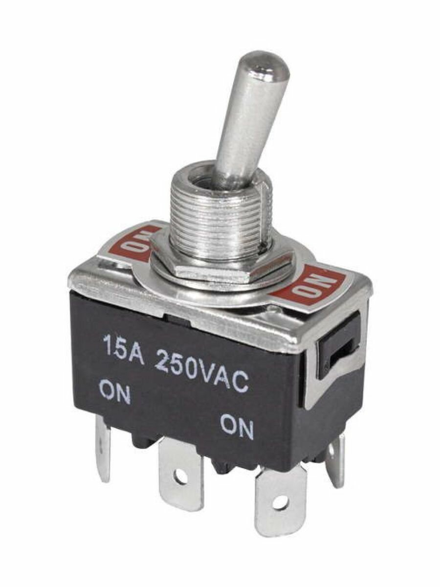 Тумблер двухпозиционный двухполюсный KN3(C)-202P, ON-ON