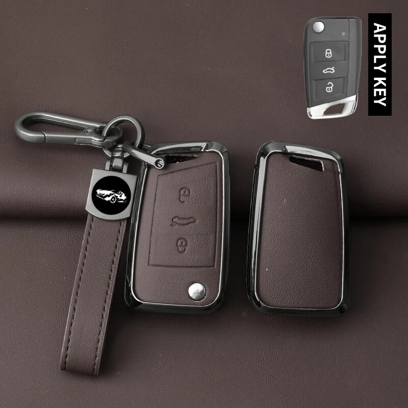 Кожаный чехол для ключа Brown Set2 VW Golf 7 Tiguan Skoda Octavia