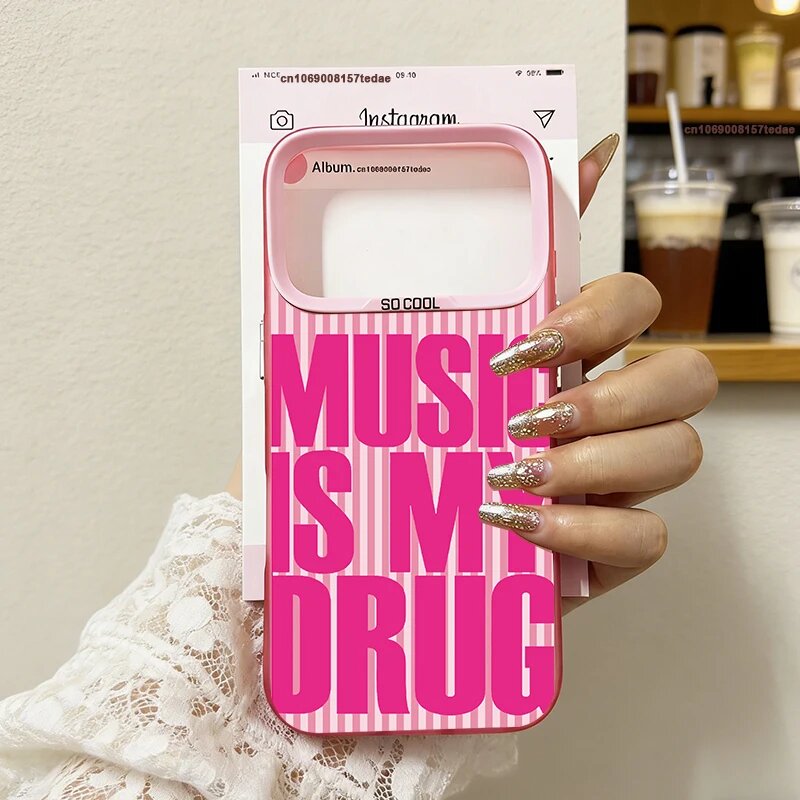 Чехол для iPhone 16 Pro Max "Music is My Drug", style 1