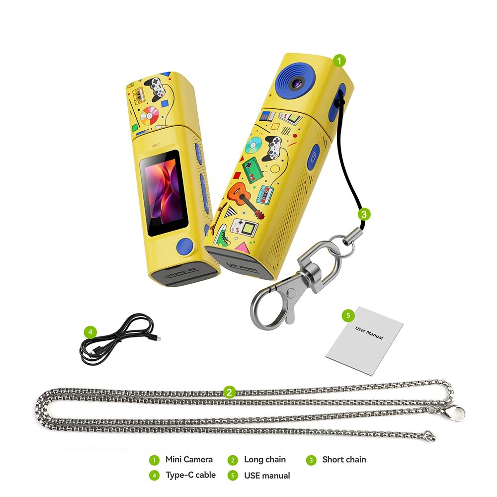 EOENKK Мини-видеокамера G10 2026 Camera Add 16G, Yellow
