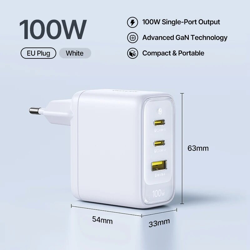 Baseus 100W EU, компактное зарядное устройство