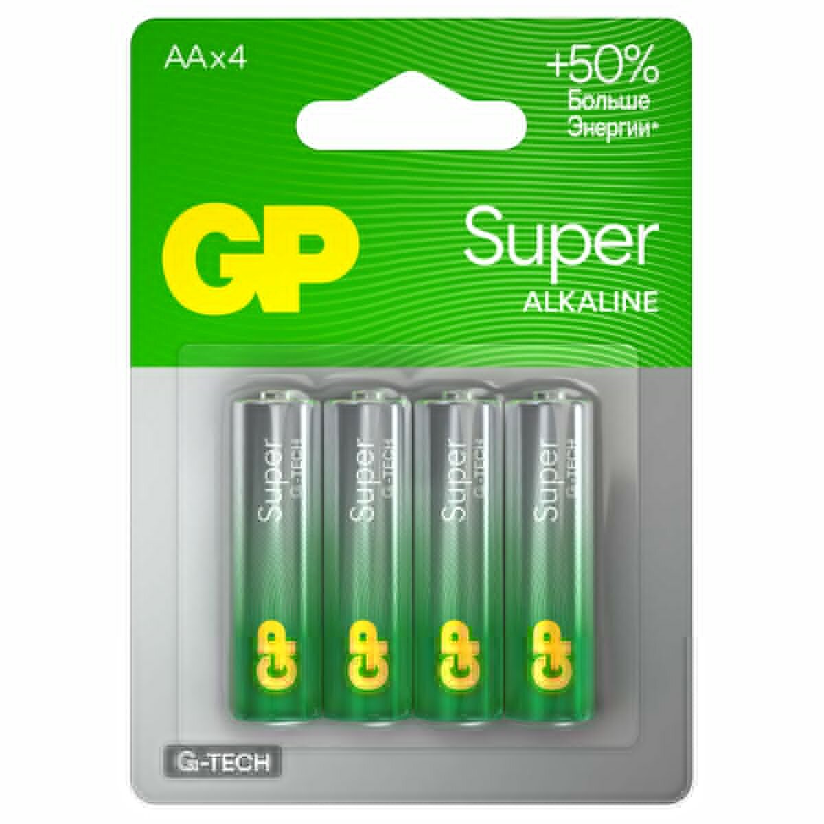 Батарейка GP Super G-Tech AA/LR6 (15A алкалиновая, BC4, блистер) (GP 15AA21-2CRSBC4), 40шт.