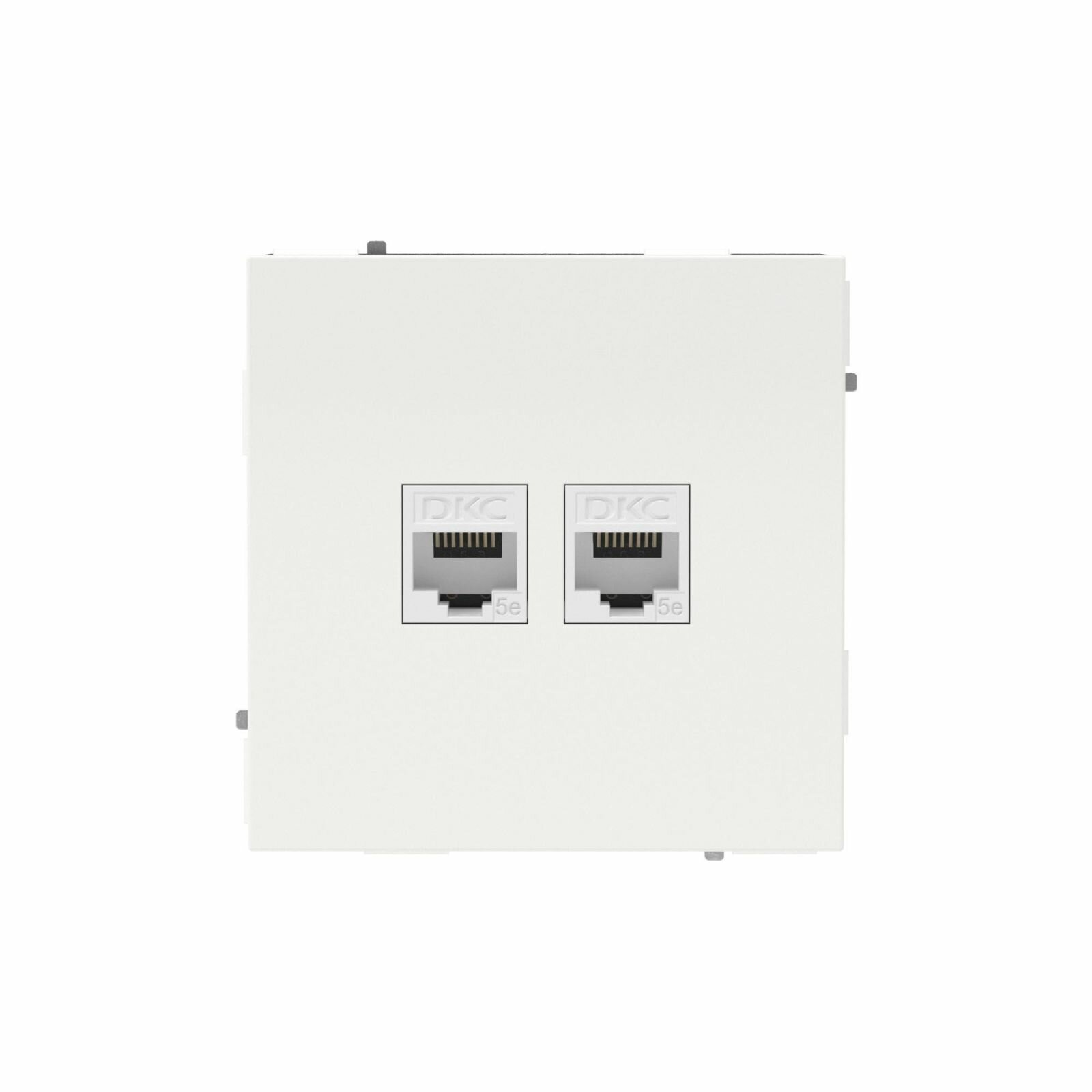 Компьютерная розетка rj-45 без шторки, кат.5е двойная, kant, белая магнолия