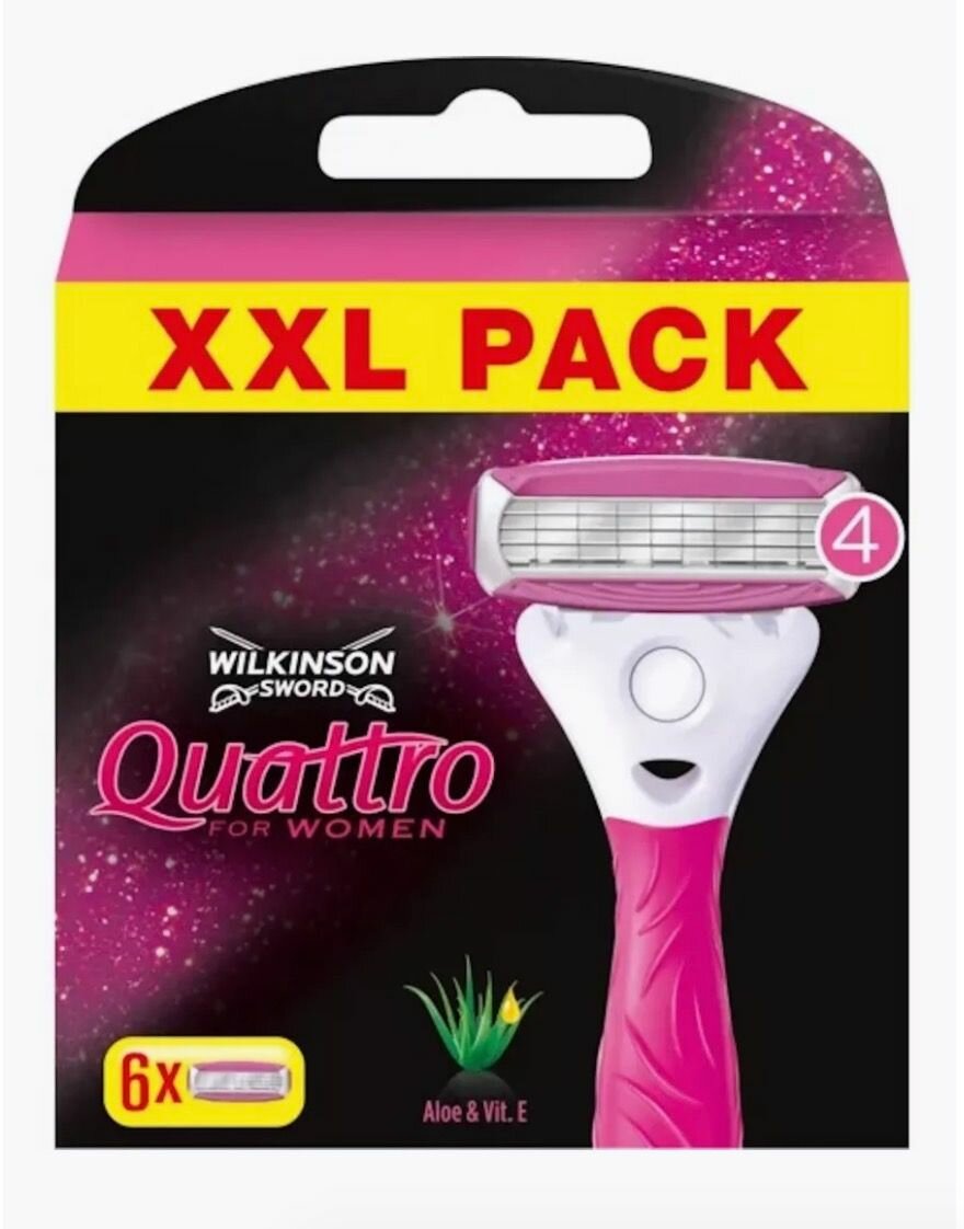 Wilkinson Sword /Schick Quattro for Women, 6 шт. Сменные кассеты для женской бритвы