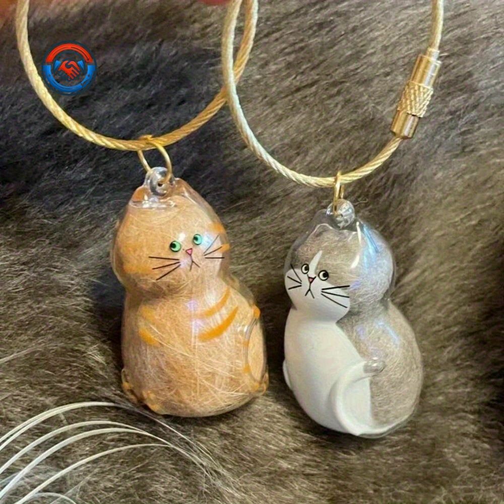 Памятная капсула из кошачьей шерсти в подвеске-кошке с золотым ошейником, ручная работа, подарок любителям кошек