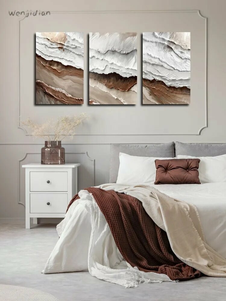 Картина "Картина на холсте LOFTime 3 шт море мазки 3D КОР 3 40Х60 КС-810-4060" 60x120 см
