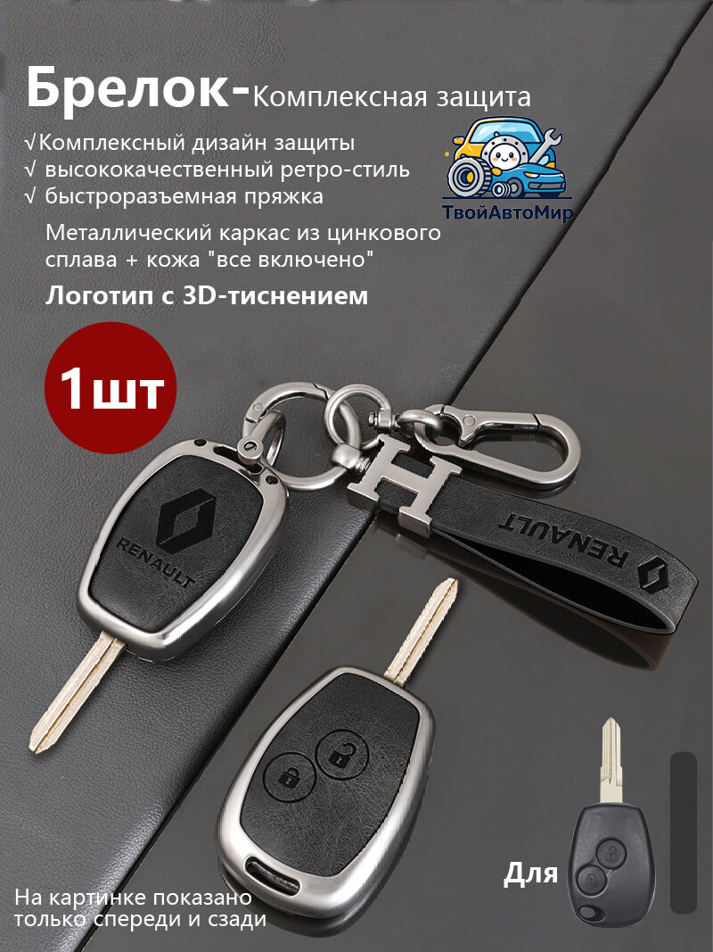Чехол для ключа из цинкового сплава и винтажной кожи, корпус матово-стального цвета, для Renault Clio III X85, Twingo II CN0 2005-2014, прямой ключ на 2 кнопки