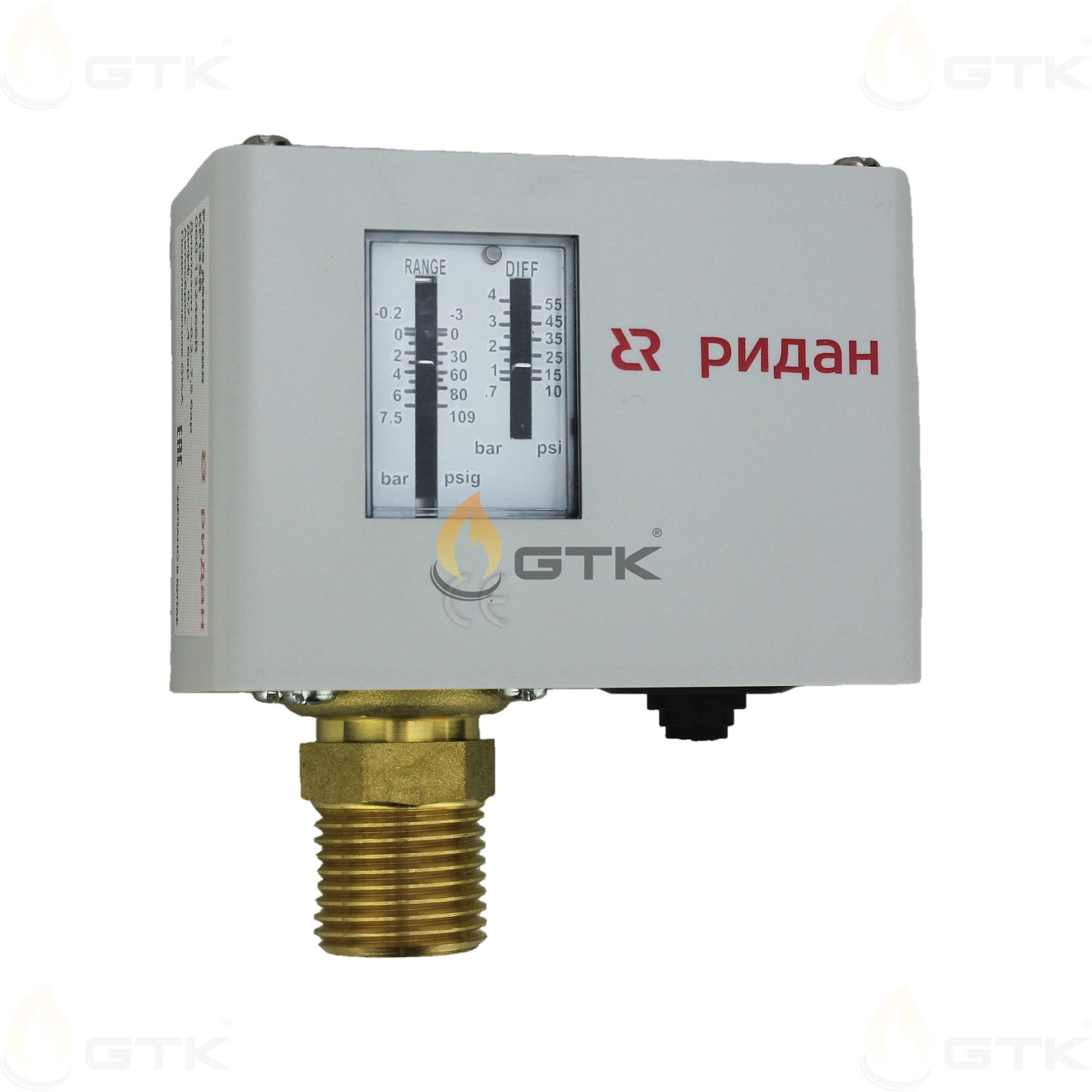 Реле давления Ридан KPI35R -0.2-7 бар дифф. 0.7-4 бар G1/2" IP44, 060-132466R