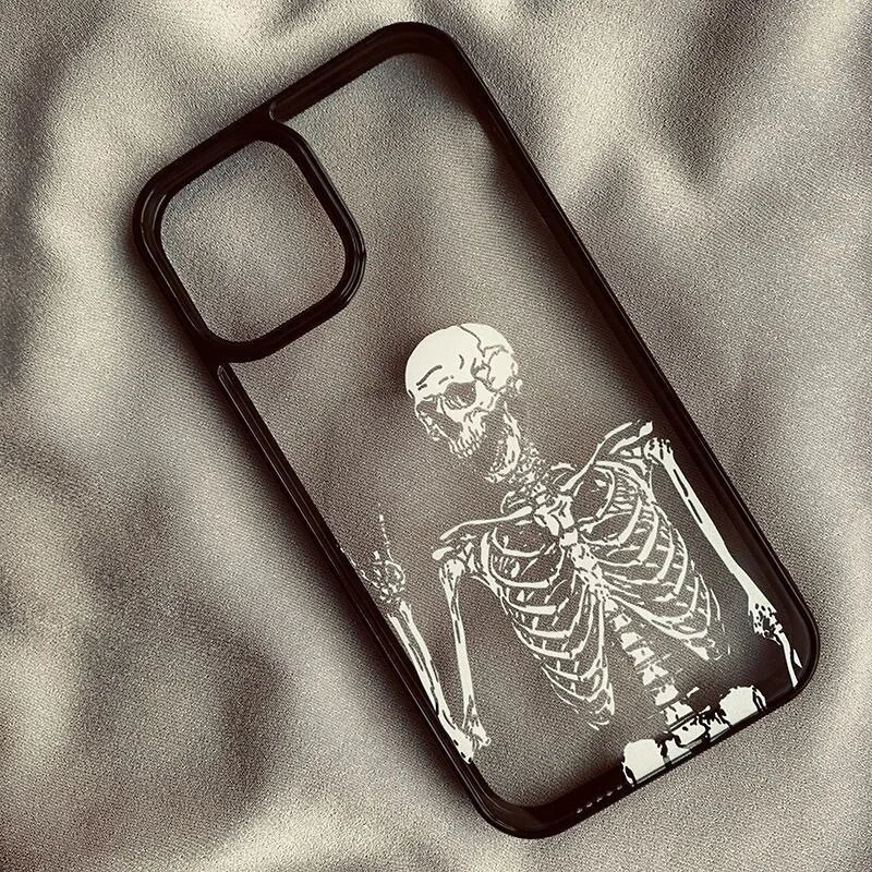 Противоударный чехол для телефона с дизайном «Рок-скелет» для iPhone 17, 16, Style 1, For iPhone 15