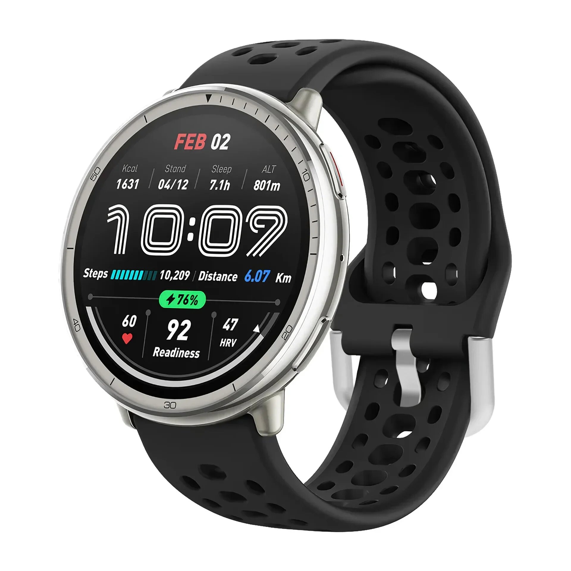 Силиконовый ремешок для Amazfit Active 2 Черный, Black, Garmin Forerunner 55