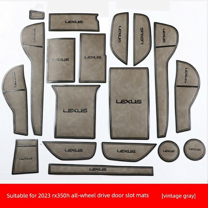 Lexus RX500H 2023-2025 4WD Дверной Коврик из Кожи Анти-Скользящий для Премиум/Эксклюзивной Комплектации Винтажный Серый