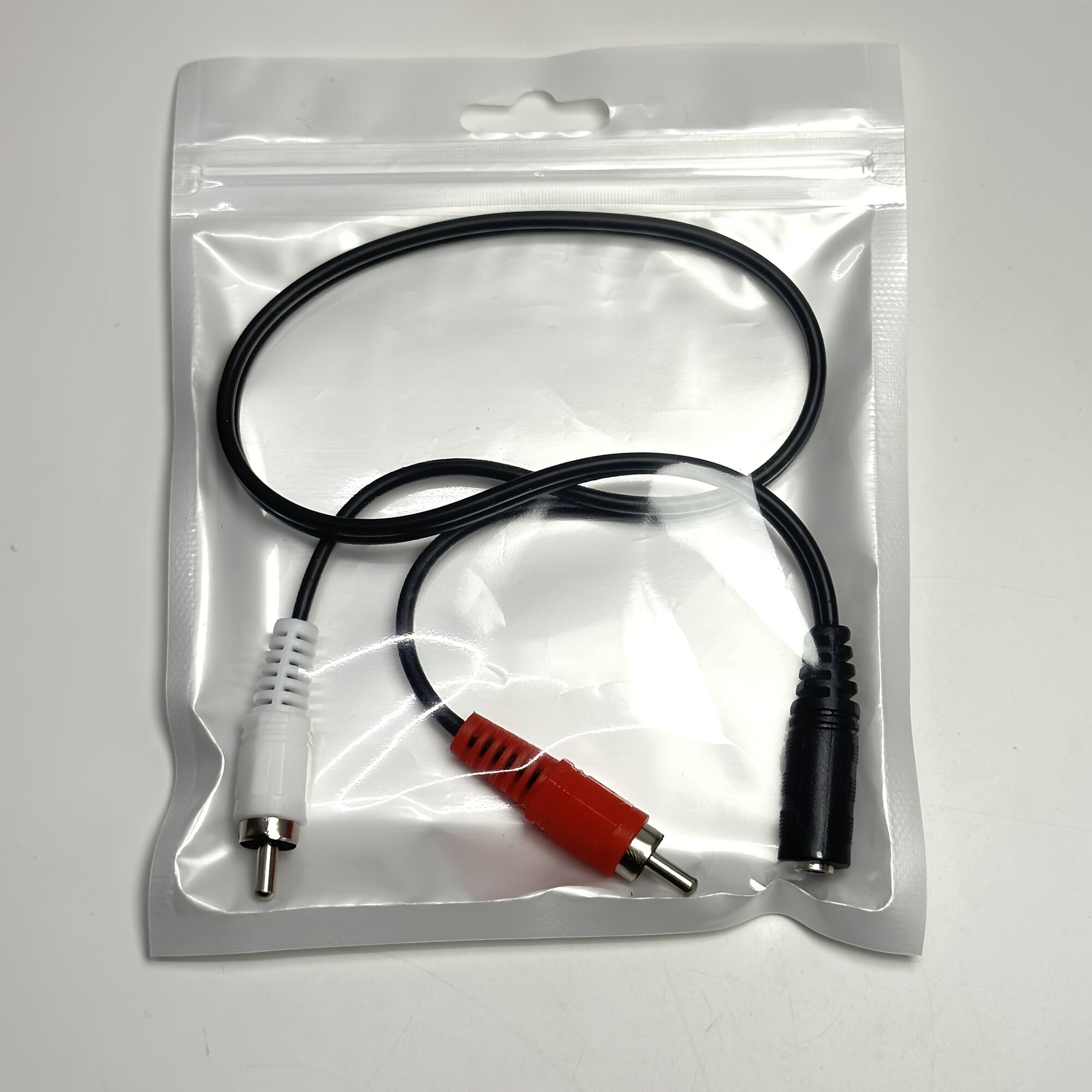Кабель-переходник 3.5mm гнездо на 2 RCA (тюльпаны), Y-разветвитель, 1 шт.