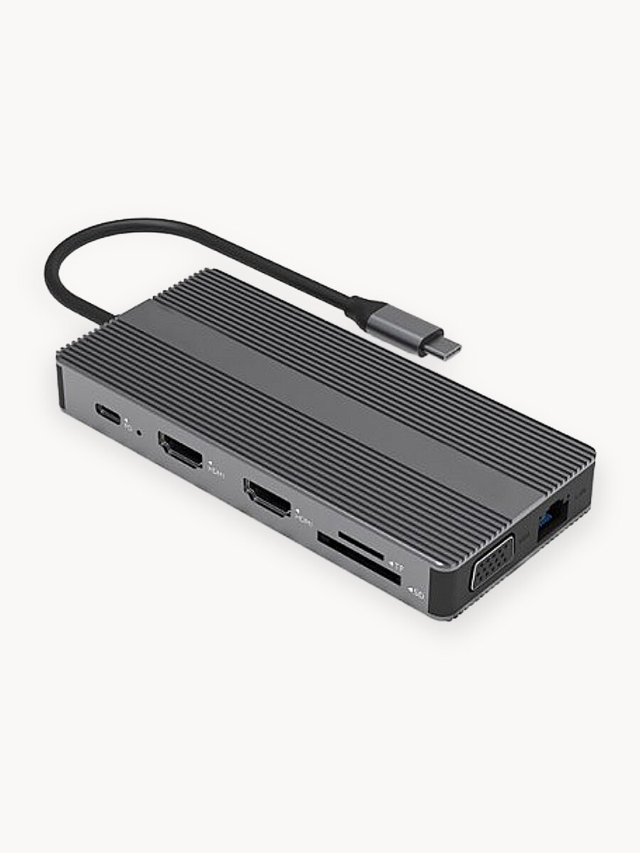 Док станция USB Type C -> HDMI/VGA + USB Type A + LAN + CR + audio